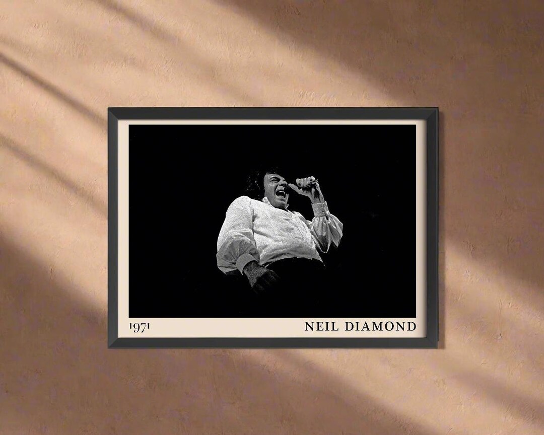 Neil Diamond Vintage Concert Poster: Black and White Music Print - Etsy