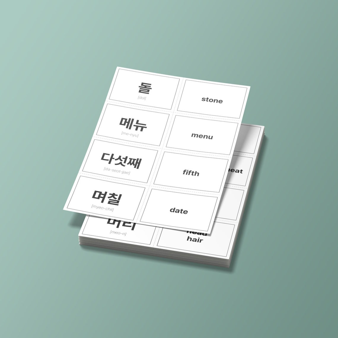 Korean Language Flashcards for TOPIK I Test, Printable Flashcards ...