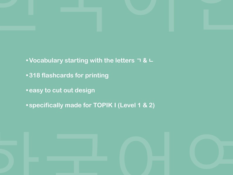 Korean Language Flashcards for TOPIK I Test Printable - Etsy