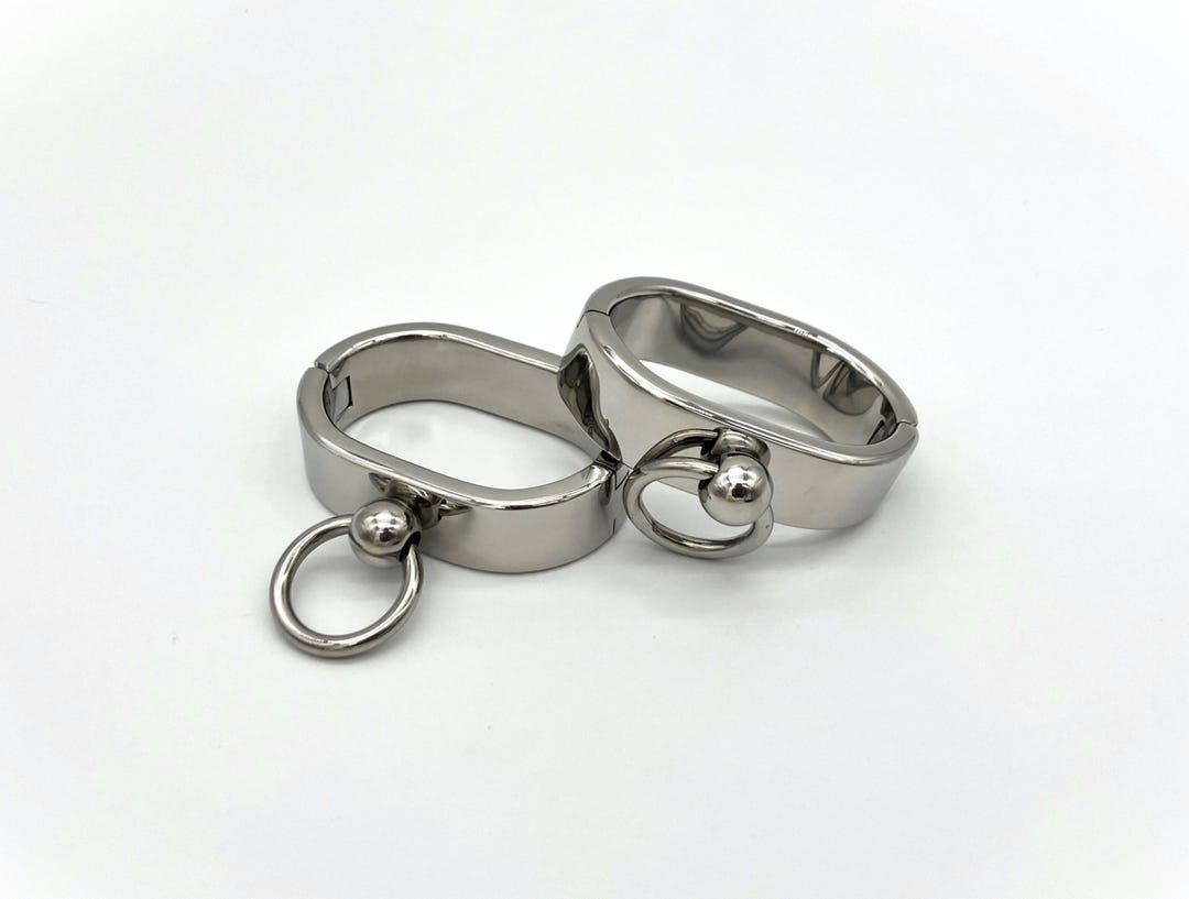 Pair of Oval Shaped Stainless Steel Heavy Duty BDSM Wrist Cuffs - Etsy UK