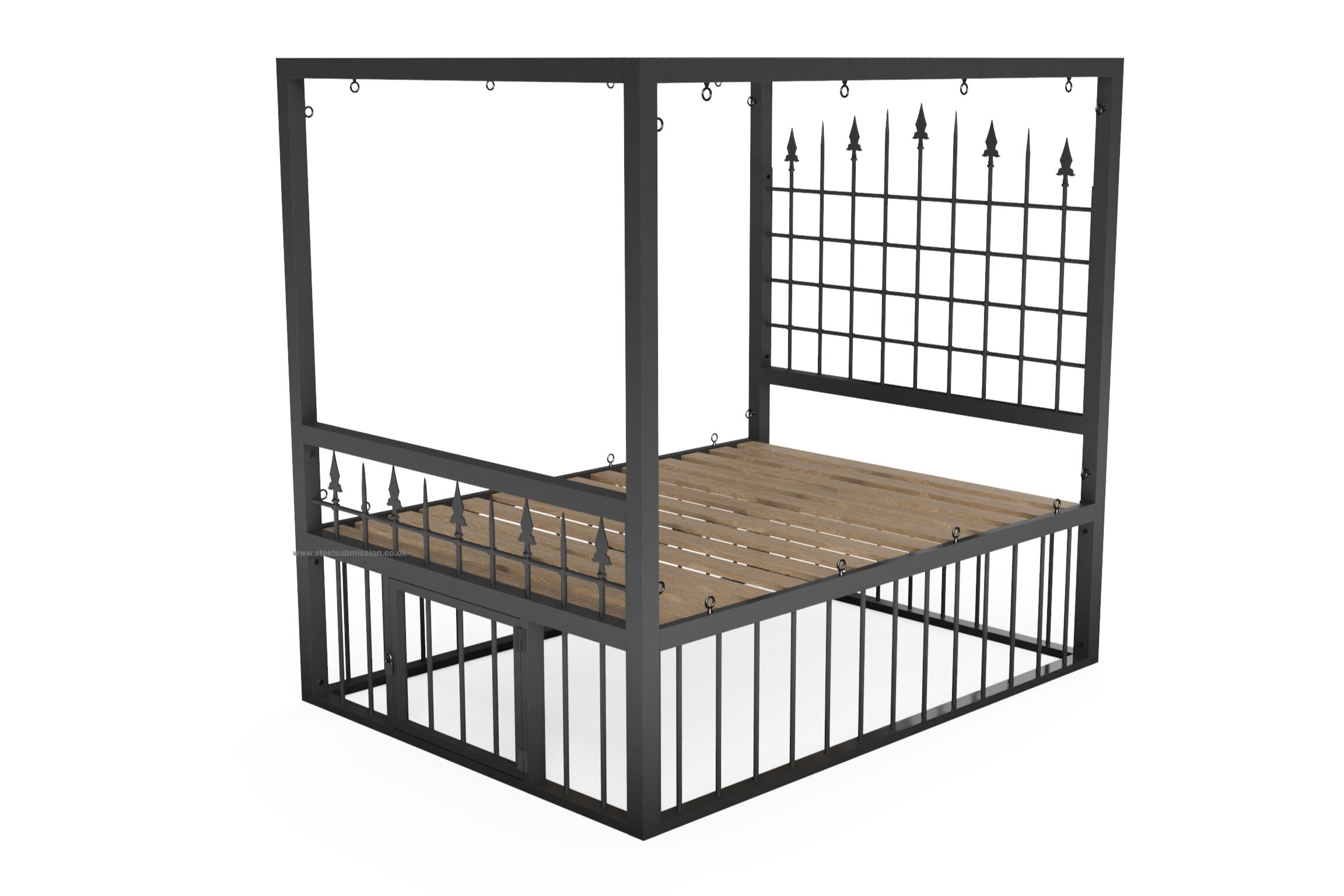 Handmade Gothic Four Poster BDSM Bed With Cage and Optional St. Andrew ...