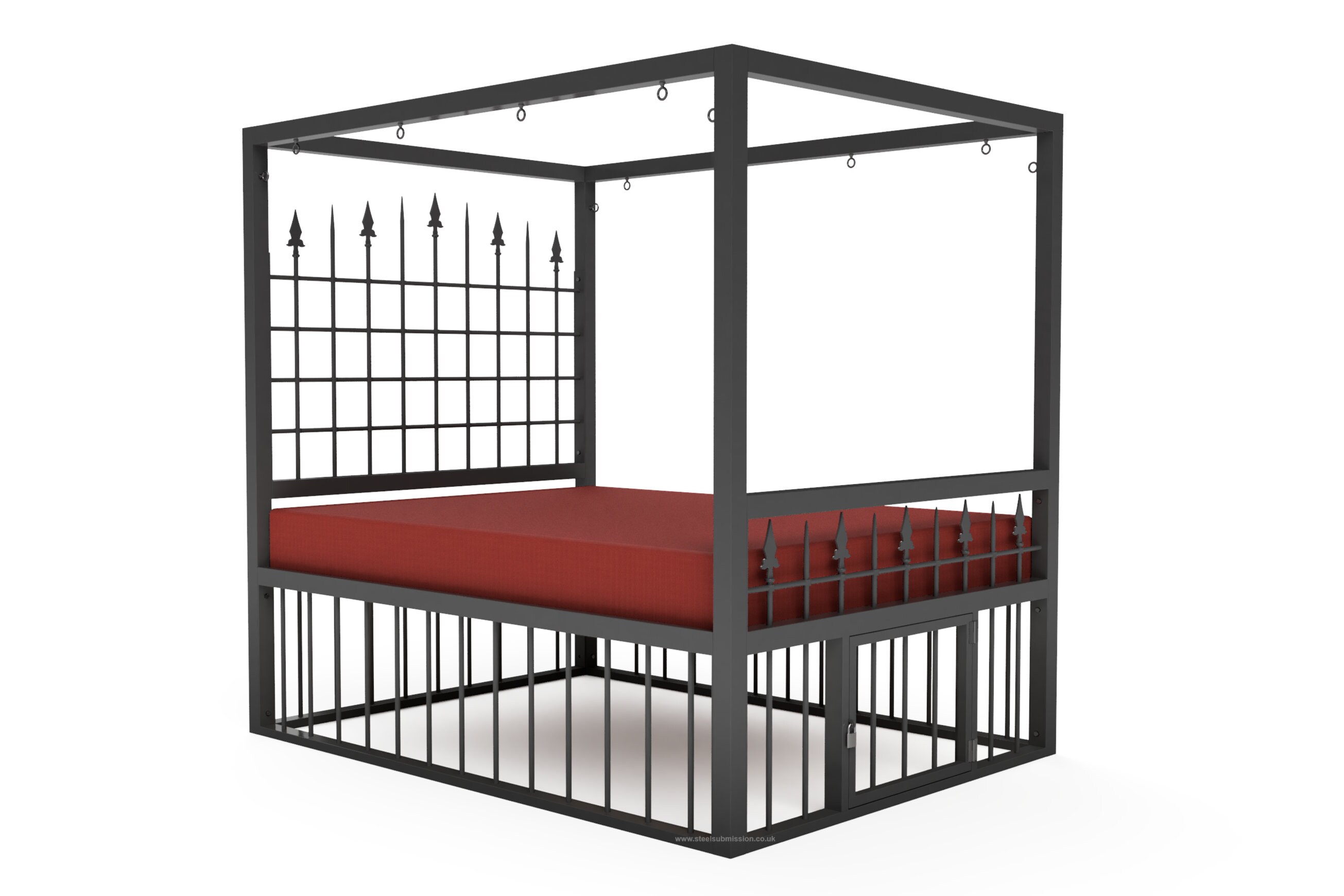 Handmade Gothic Four Poster BDSM Bed With Cage and Optional St. Andrew ...