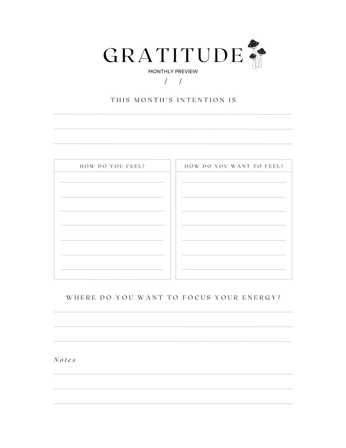 Simple, Elegant, Downloadable, Printable Gratitude Template. - Etsy
