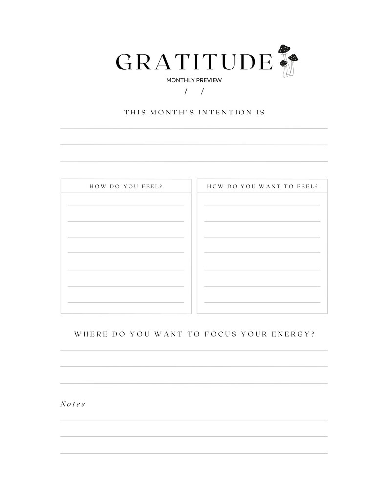 Simple, Elegant, Downloadable, Printable Gratitude Template. - Etsy