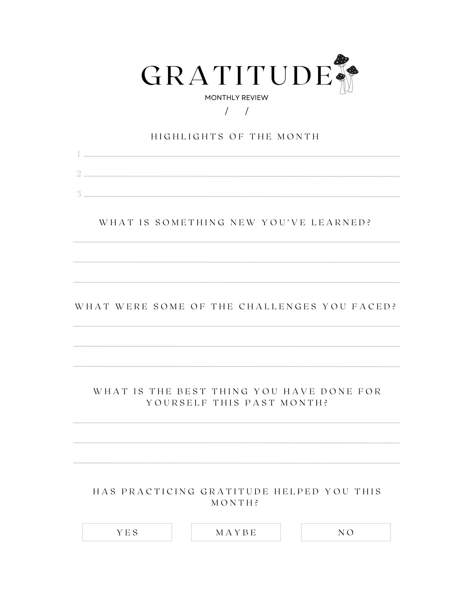 Simple, Elegant, Downloadable, Printable Gratitude Template. - Etsy