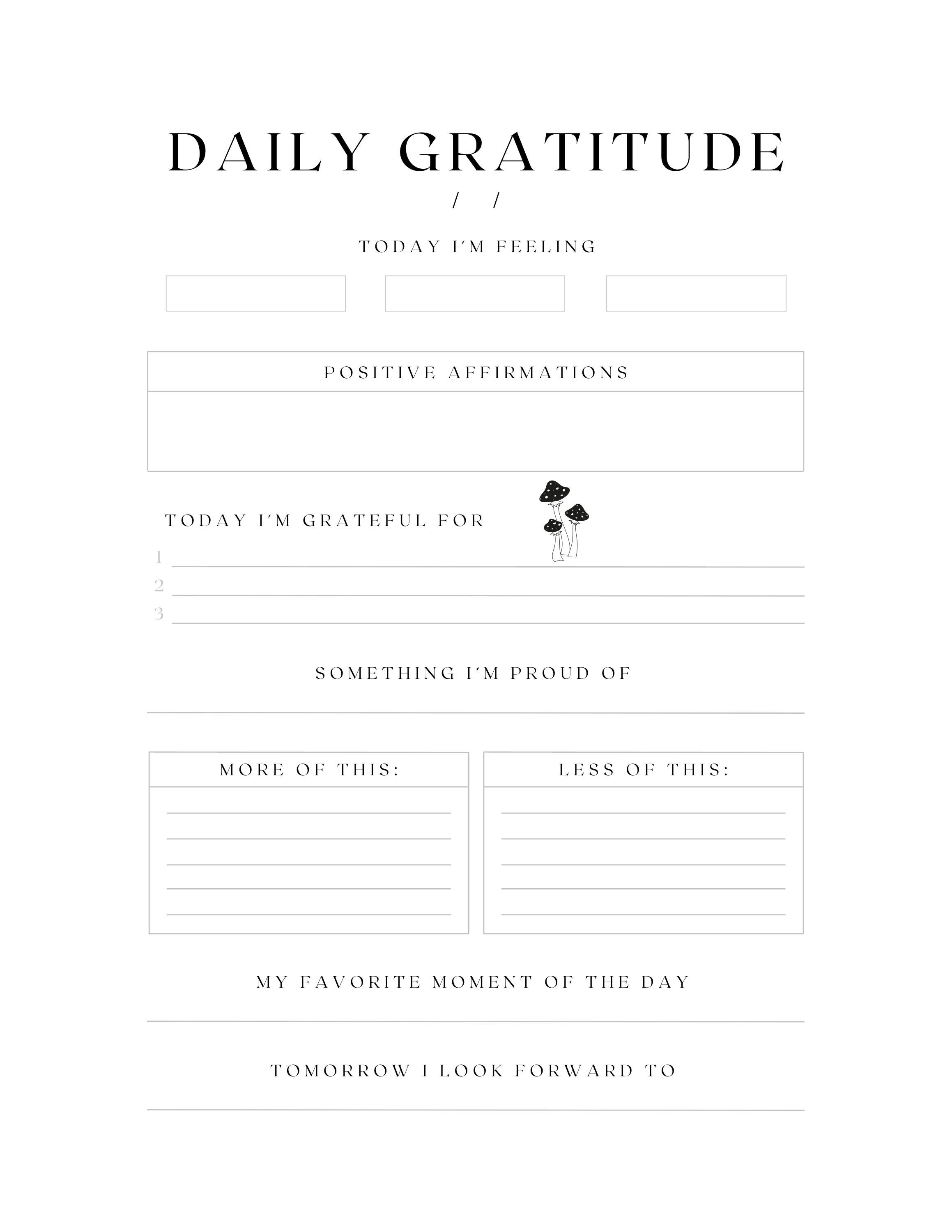 Simple, Elegant, Downloadable, Printable Gratitude Template. - Etsy