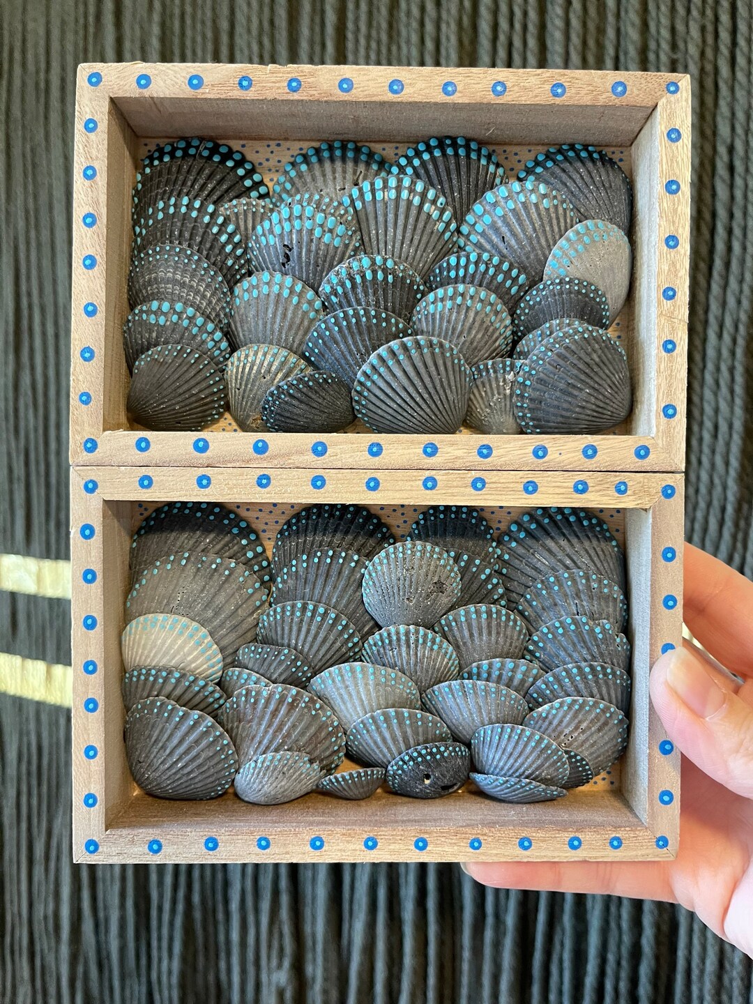 Multi Seashell Shadow Box Handmade Painted Shells Wings Saltwater Ocean ...
