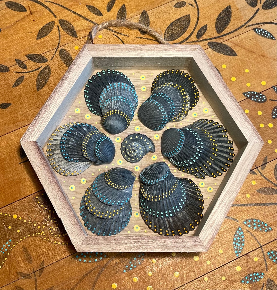 Honeycomb Painted Seashell Shadow Box Natural Seashell Home Decor Beach ...