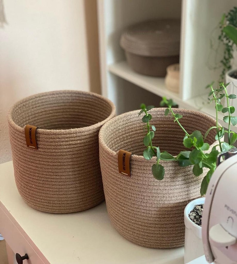 Cotton Rope Baskets, Organic Cotton Cord Basket, Colorful Cotton Rope ...