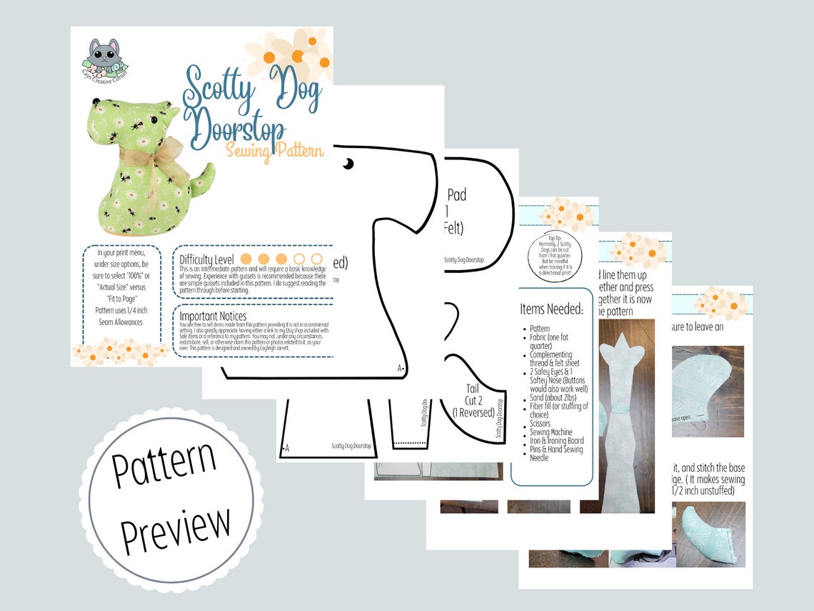 Scotty Dog Doorstop Sewing Pattern - Etsy