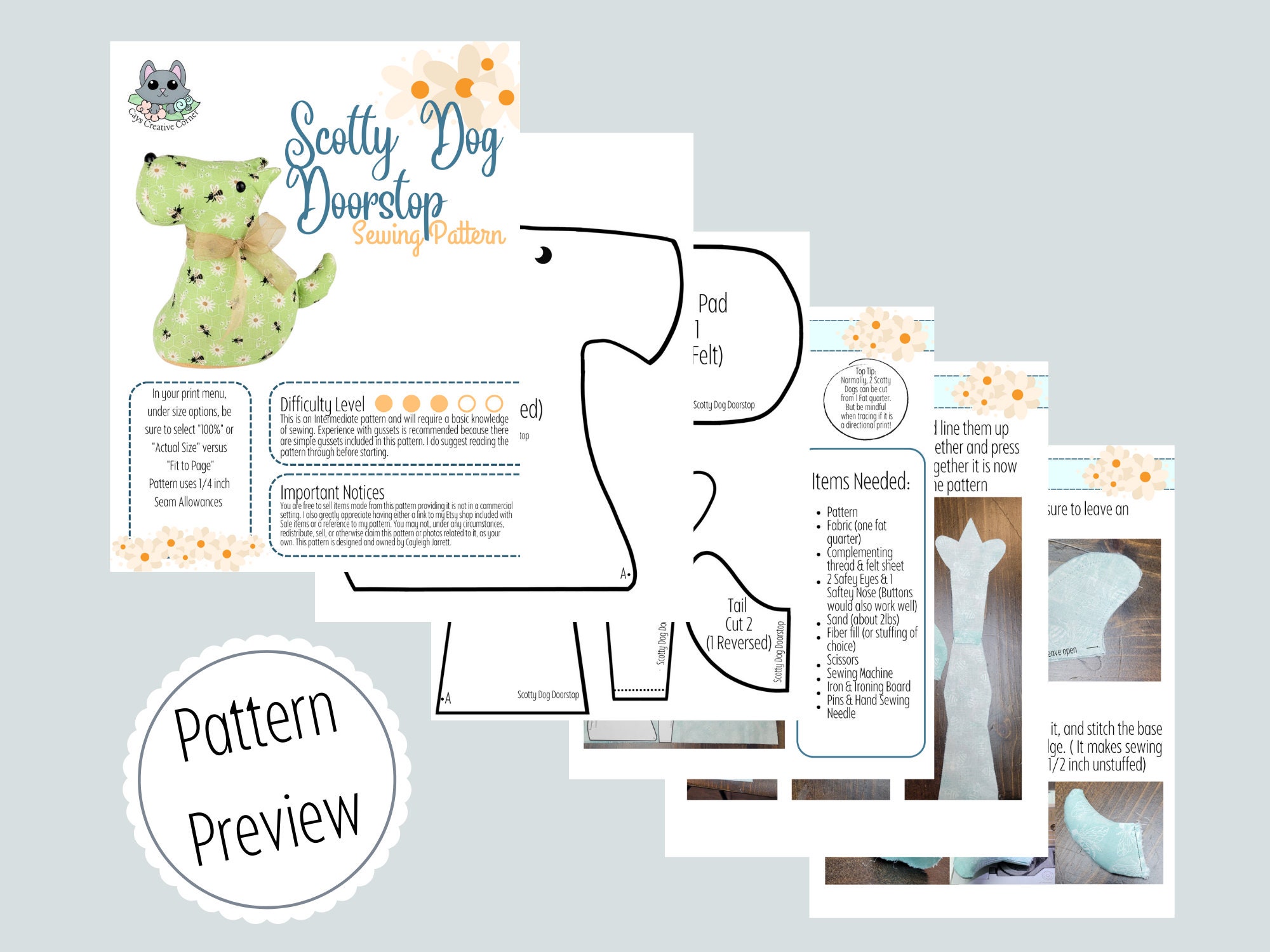 Scotty Dog Doorstop Sewing Pattern - Etsy