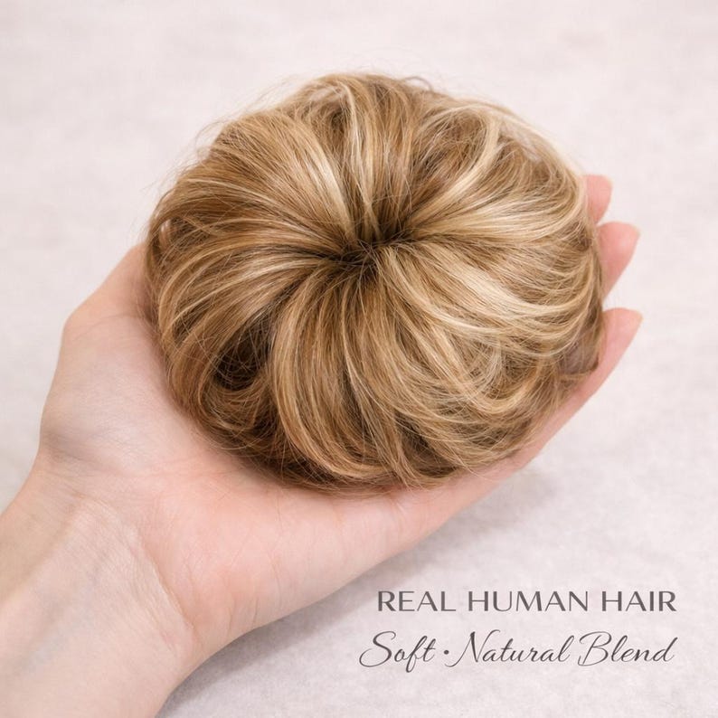 Messy Bun Hairpiece, Real Human Hair Scrunchie, Natural Volume ...