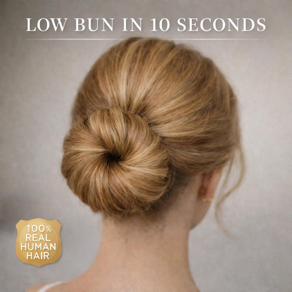 Real Human Hair Low Bun Extension for Thin Hair, Elegant Chignon ...