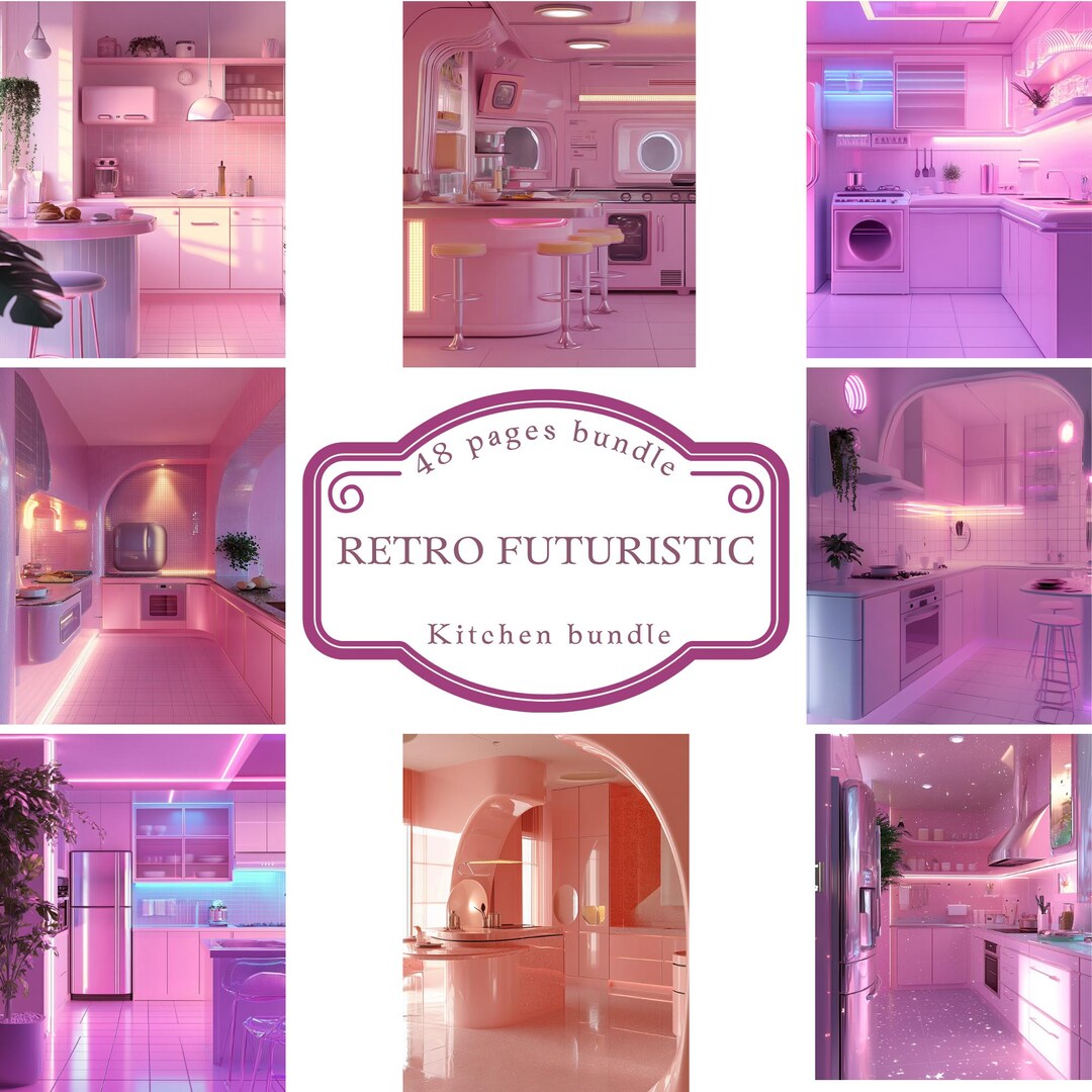 Retro Futuristic Kitchen Bundle, 48 Pictures, Pink Aesthetic, Junk ...