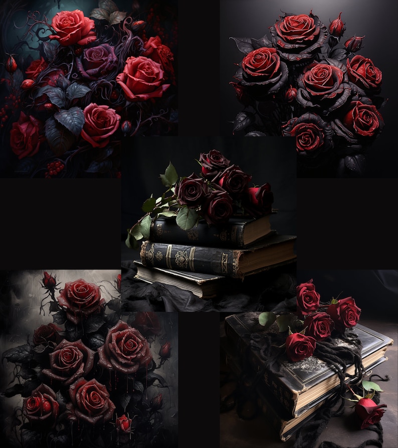 Gothic Roses 36 Images Bundle, Gothic Lover, Gothic Images, Printable ...
