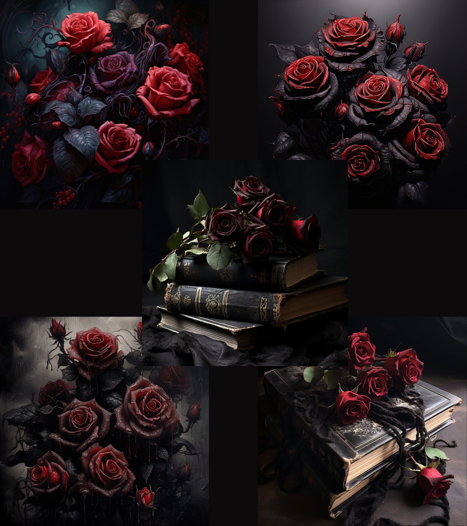 Gothic Roses 36 Images Bundle, Gothic Lover, Gothic Images, Printable ...