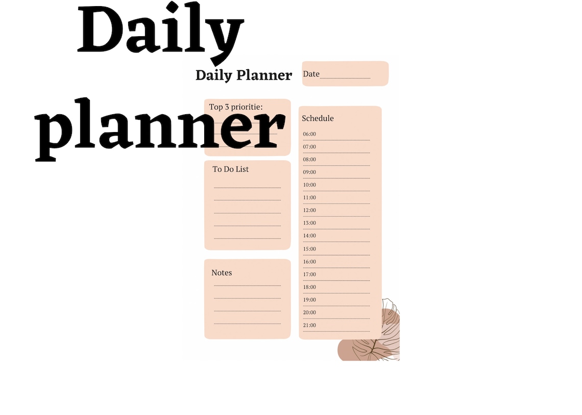 Printable One Page Daily Planner - Etsy