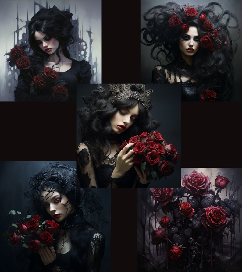 Gothic Roses 36 Images Bundle, Gothic Lover, Gothic Images, Printable ...