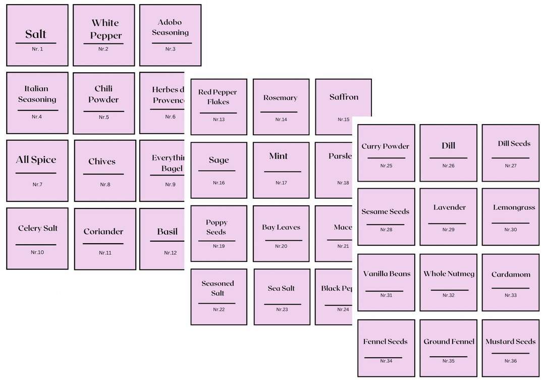 Pink 72 Printable Spices Labels | Printable Spices Labels for Your ...