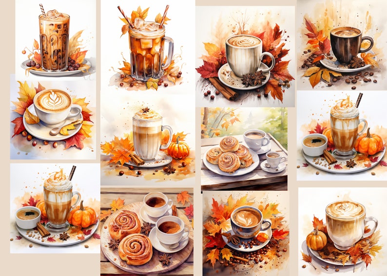 Autumn Coffee Bundle PNG Clipart| Coffee in Autumn | Cozy Autumn Cup of ...