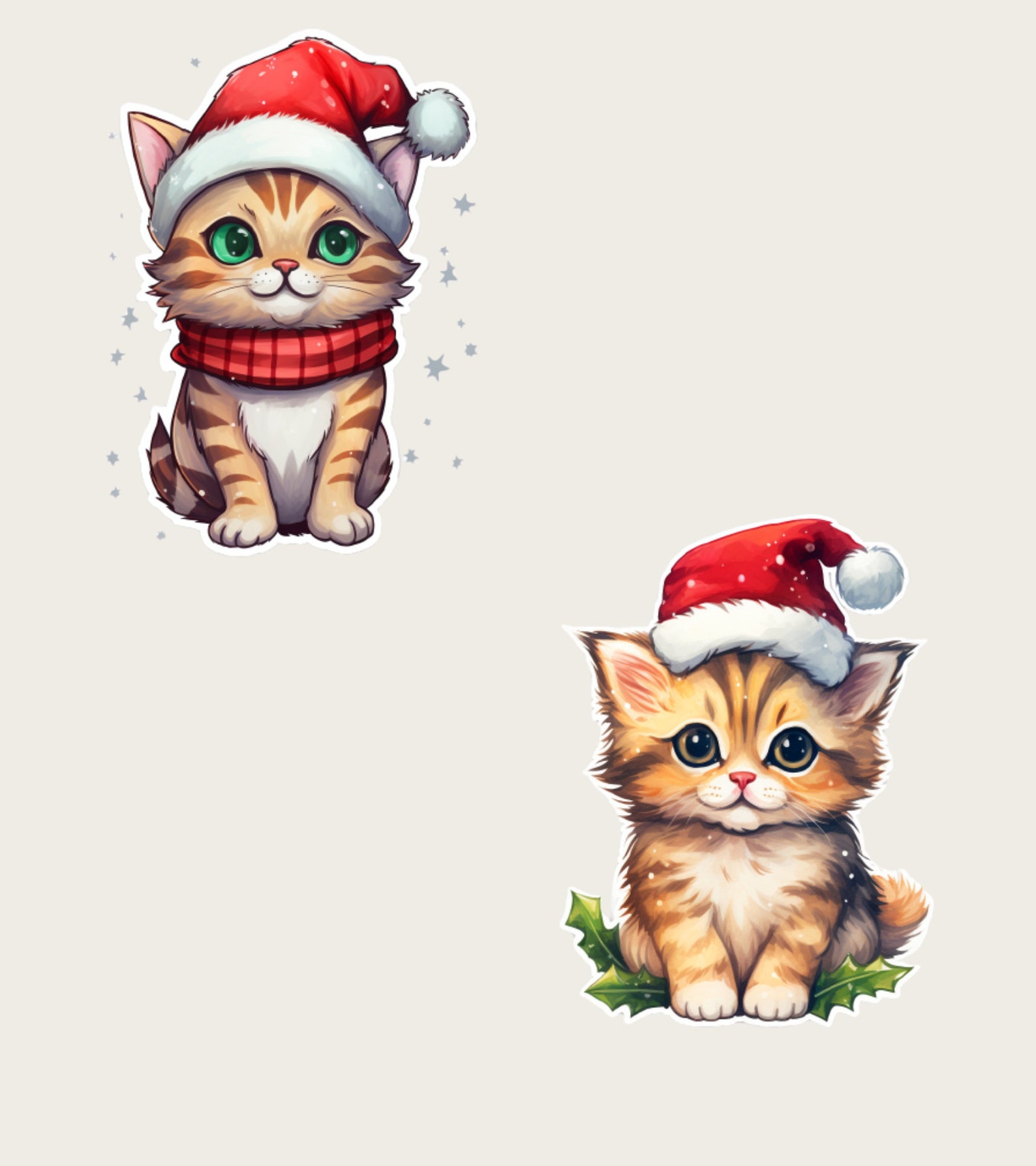Christmas Cat Stickers, Christmas Kitten Fussy Cuts for Your Holiday ...