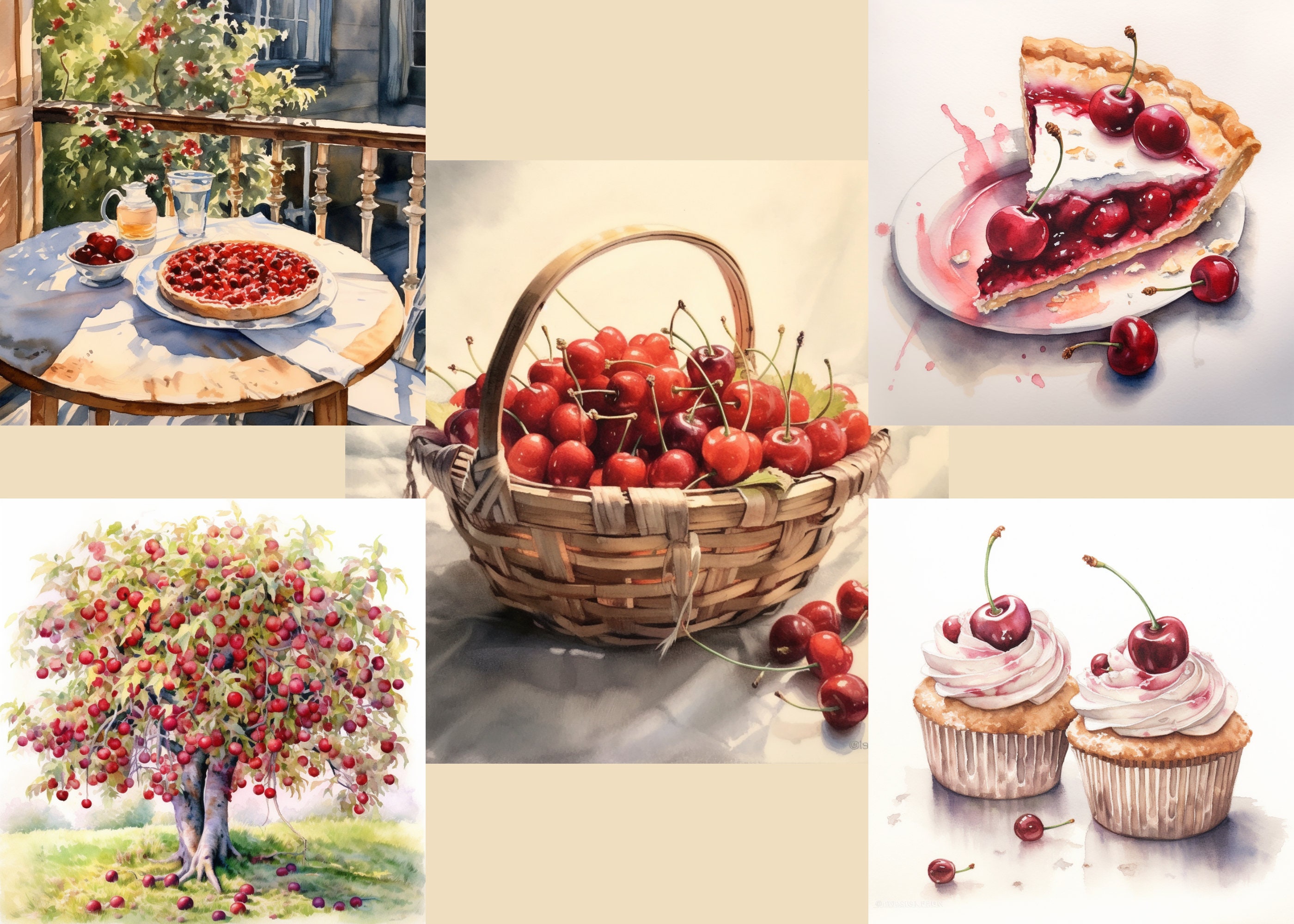 Watercolour Cherries Clip Art Bundle | Amazing Cherries Images | Images ...