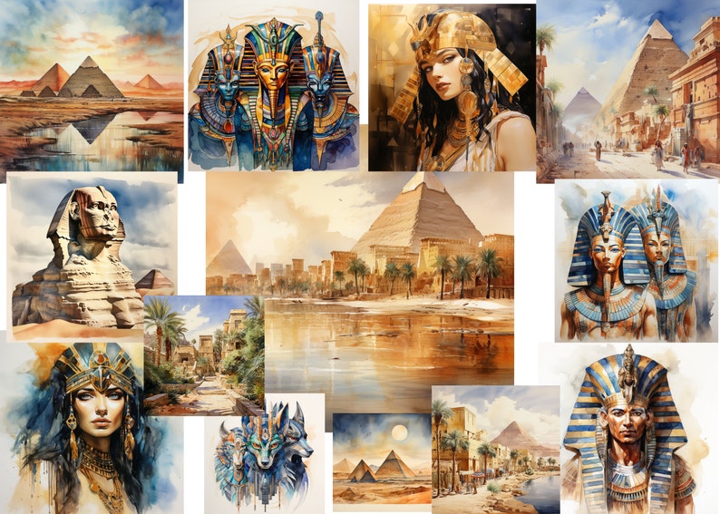 Egypt Clipart Bundle in Watercolour | Magnificent Egypt | Antic Egypt ...