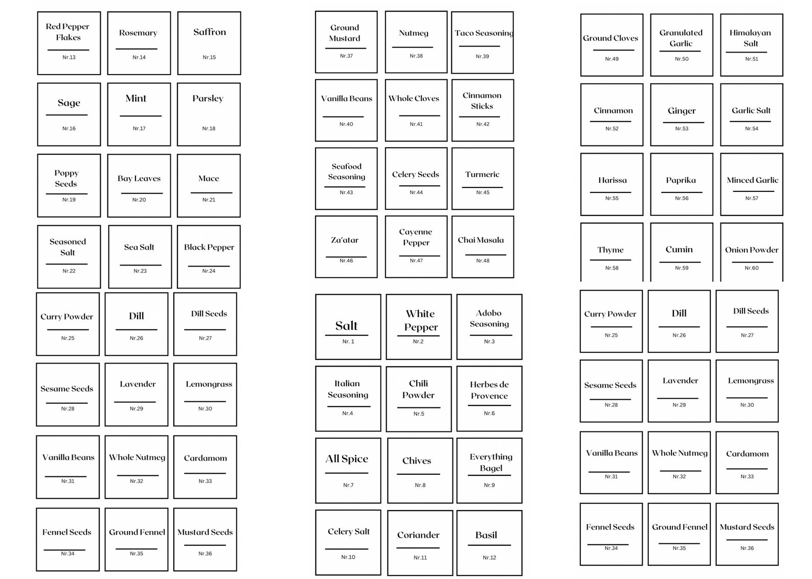 Printable Spices Labels|spices Labels for Your Organised Kitchen| Print ...
