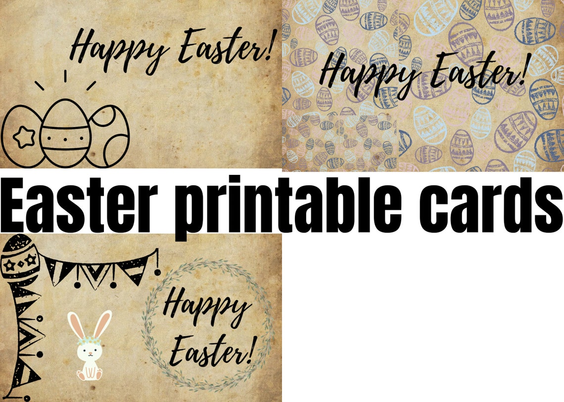 Easter Retro Shabby Printable Cards| Easter Cards for Printing| Print ...