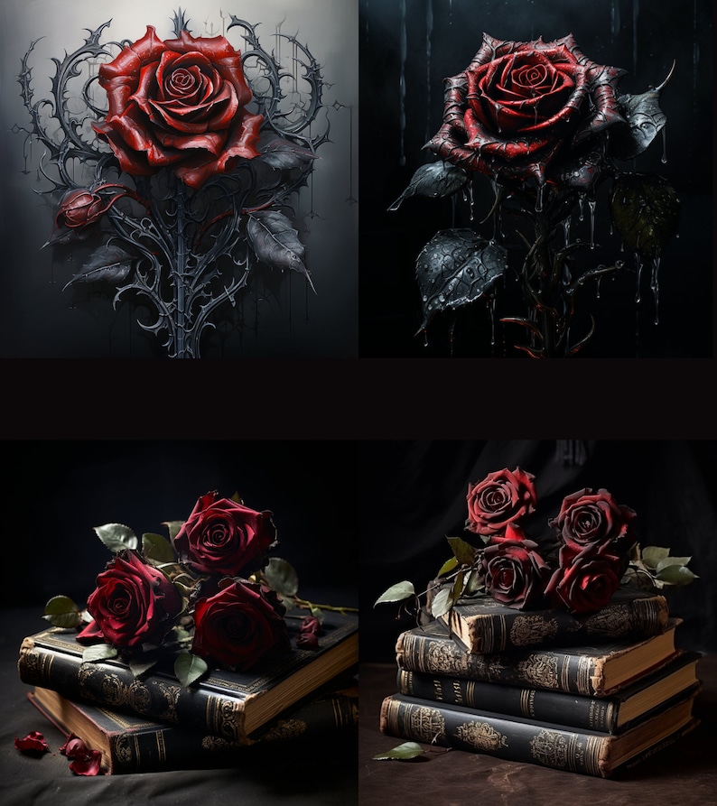 Gothic Roses 36 Images Bundle, Gothic Lover, Gothic Images, Printable ...