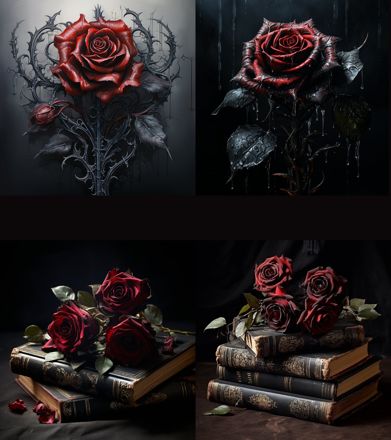 Gothic Roses 36 Images Bundle, Gothic Lover, Gothic Images, Printable ...