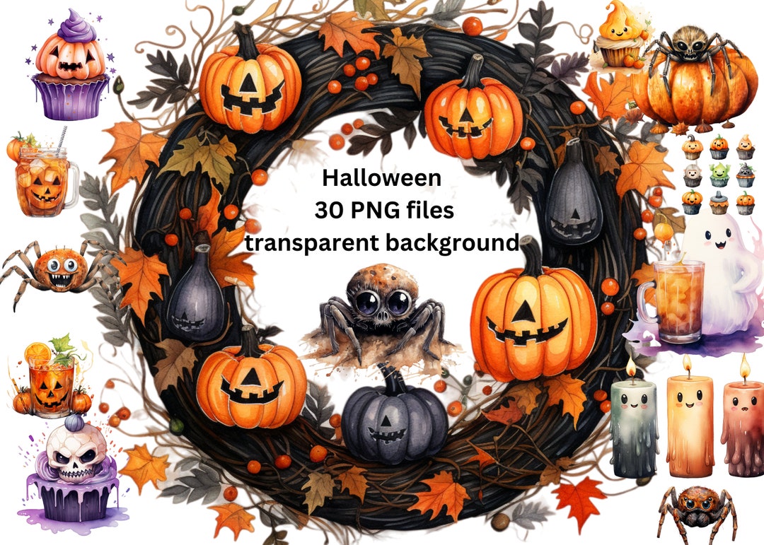 Halloween PNG Bundle Transparent Background, Happy Cute Halloween ...