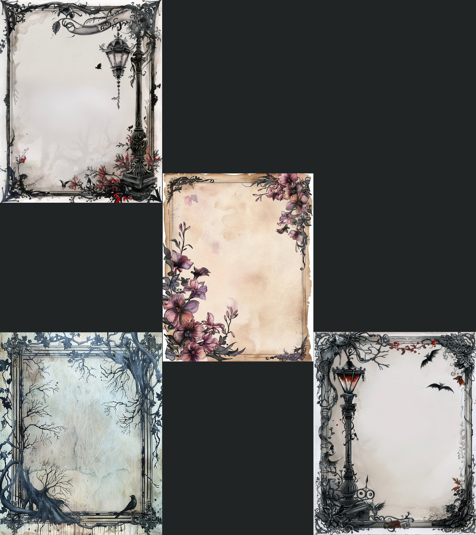 Gothic Border, Dark Scrapbook Page, Victorian Journal Page, Collage ...