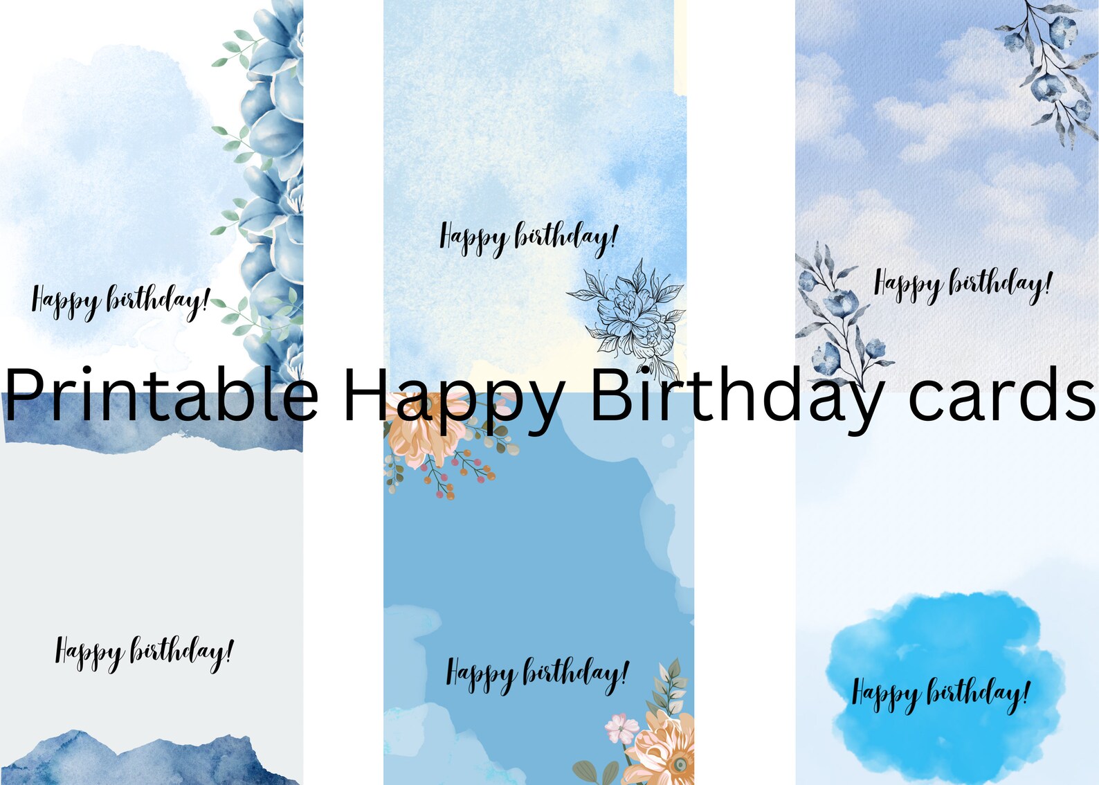 Blue Printable Happy Birthday Cards| Birthday Cards for Printing| Print ...