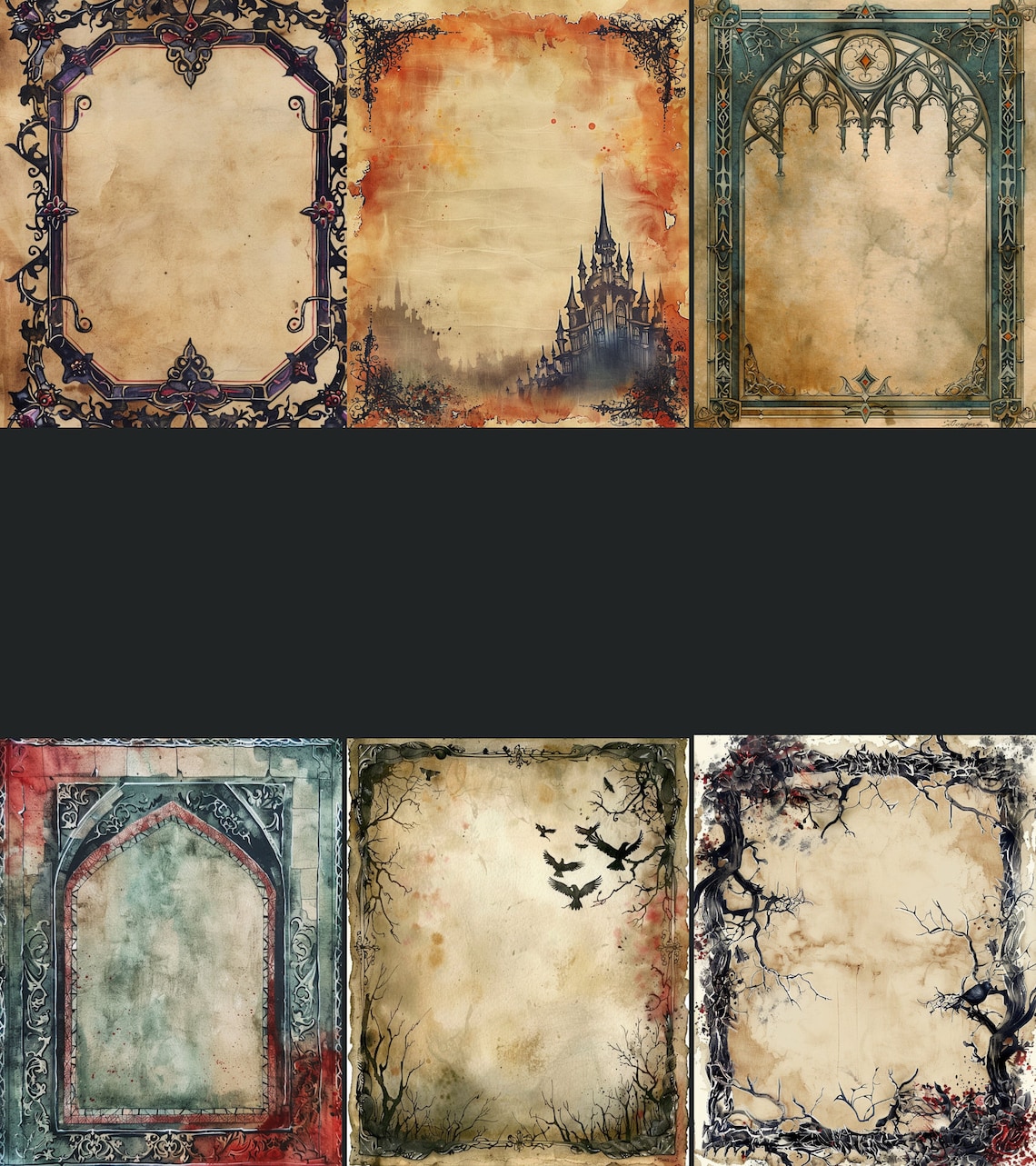 Gothic Border, Dark Scrapbook Page, Victorian Journal Page, Collage ...