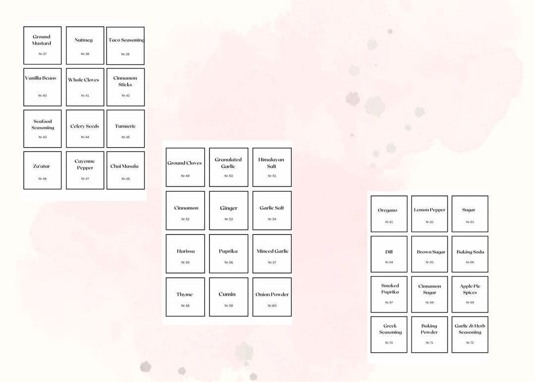 72 Printable Spices Labels| Labels for Organising the Kitchen| Print ...