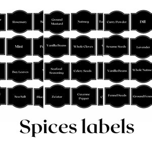 72 Black Printable Spices Labels| Aesthetic Spices Labels| Jar Labels ...