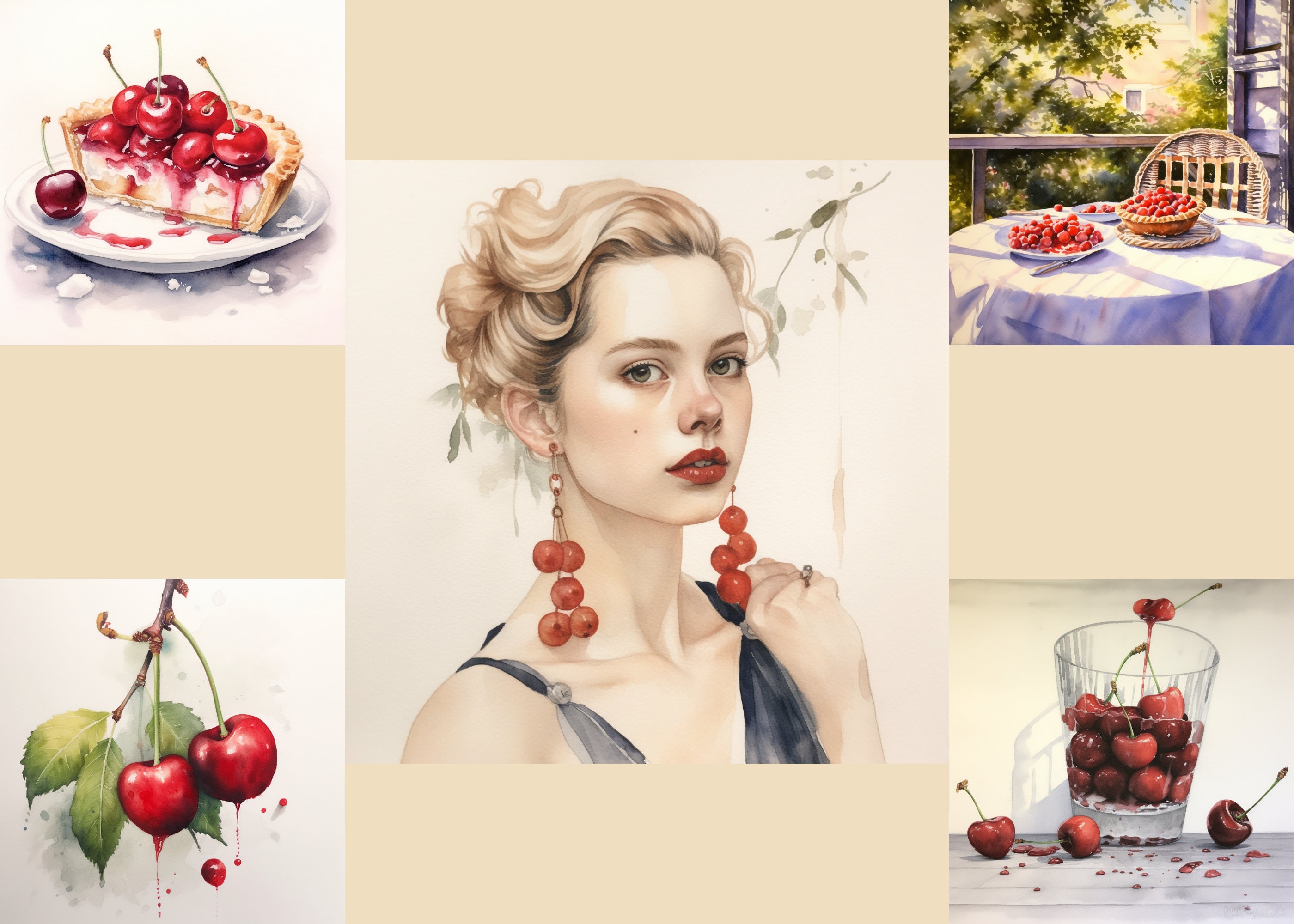 Watercolour Cherries Clip Art Bundle | Amazing Cherries Images | Images ...