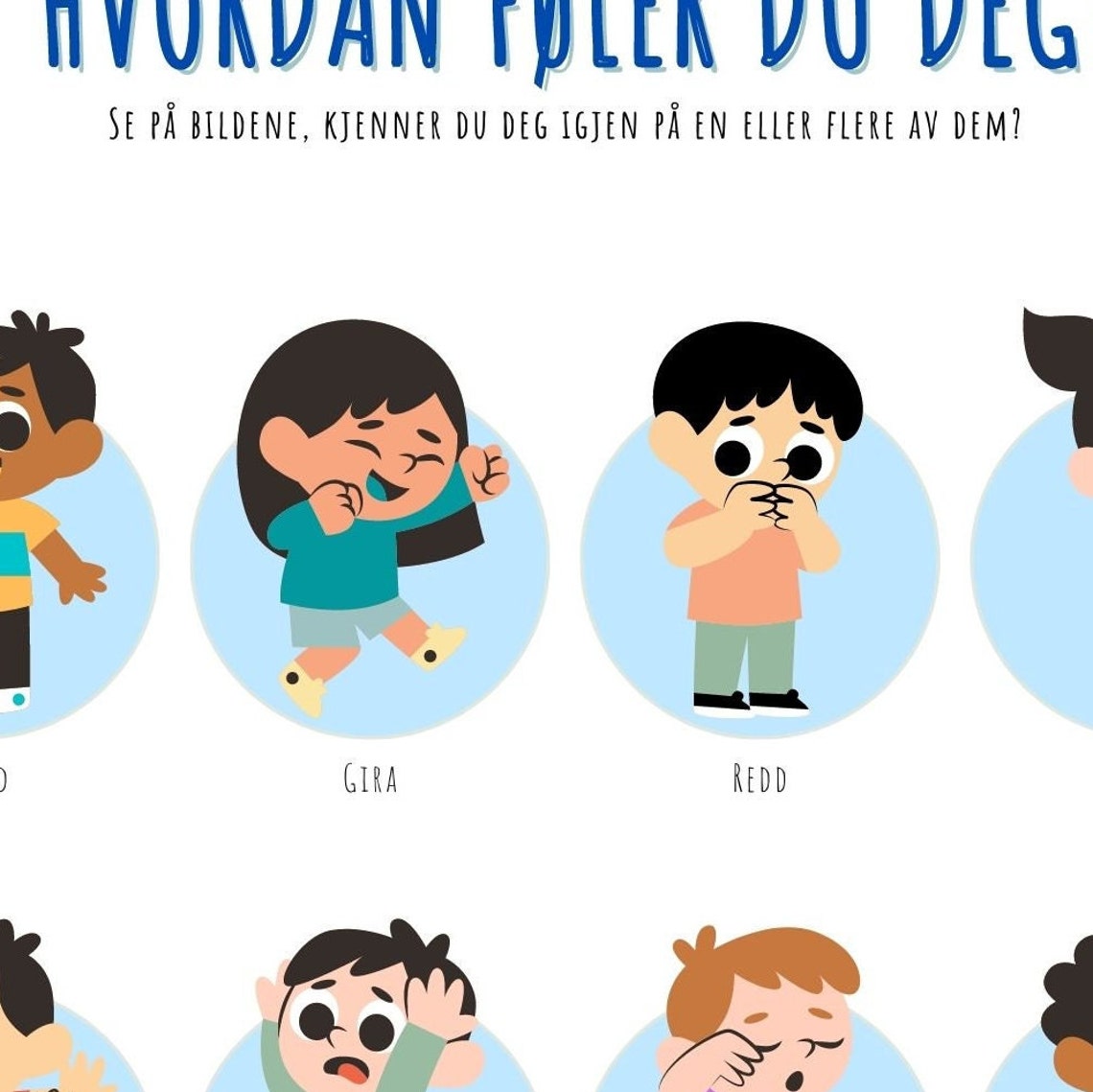Pedagogiske Plakater for Barnehage/skole Og Barnerom, Følelser, Mindfulness. - Etsy