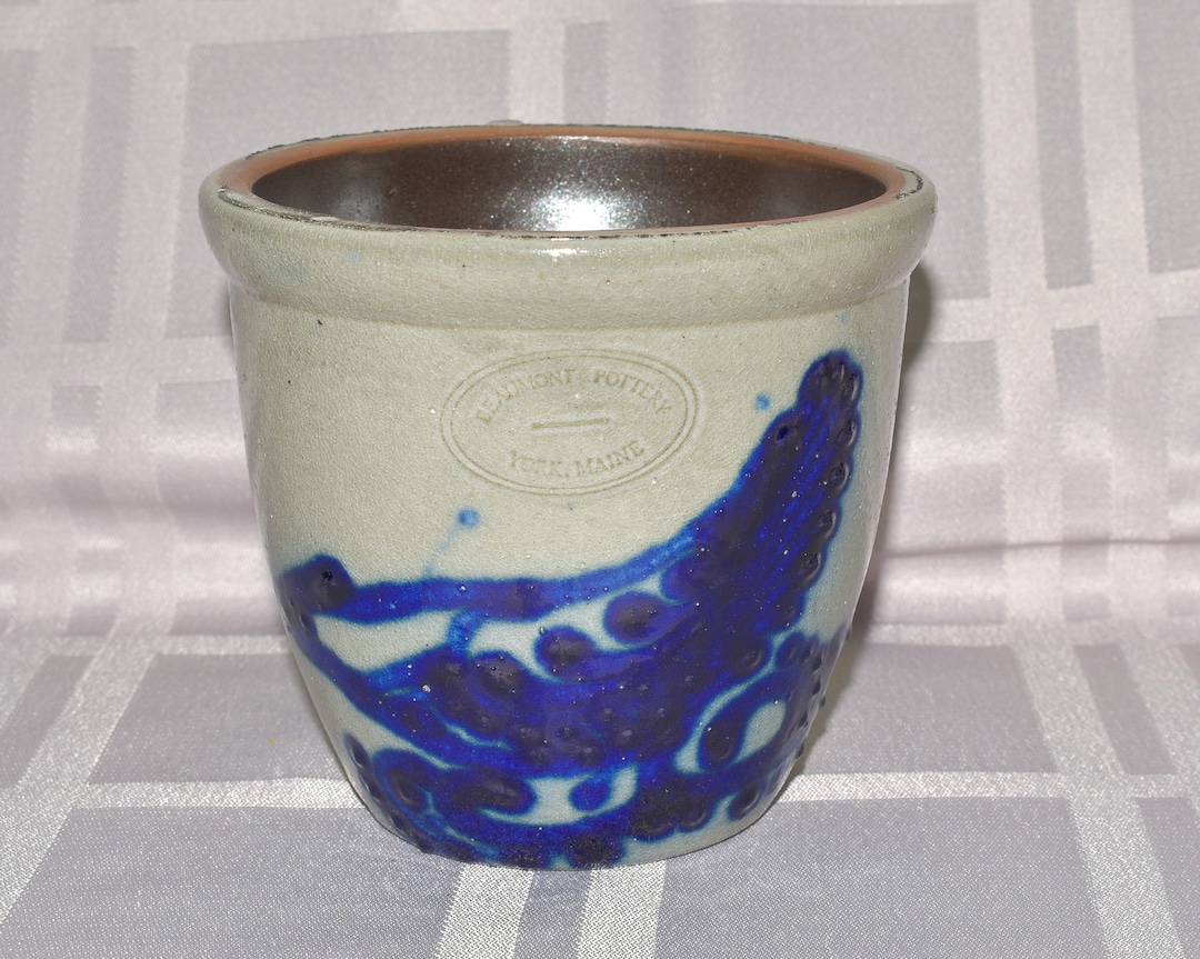 Vintage 1989 Jerry BEAUMONT POTTERY York Maine Salt Glaze BIRD Flow ...