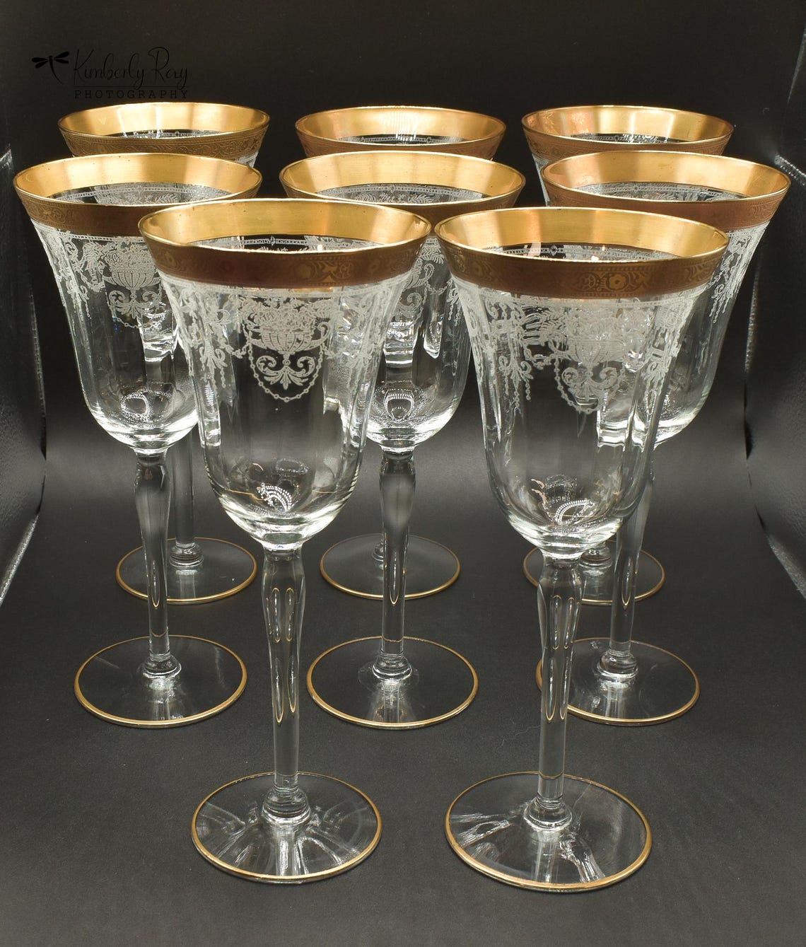Set of 8 STUNNING Tiffin-franciscan RAMBLER ROSE Water Wine Goblets W ...