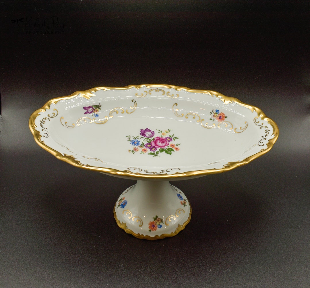 Gilded REICHENBACH Oval Compote Fine China Taza Cake Dessert Nut ...