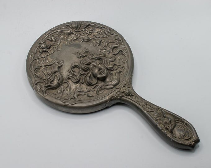 Antique Victorian French Palais Royal Hand Mirror ~ Ornate Gold ~ Foxed ...