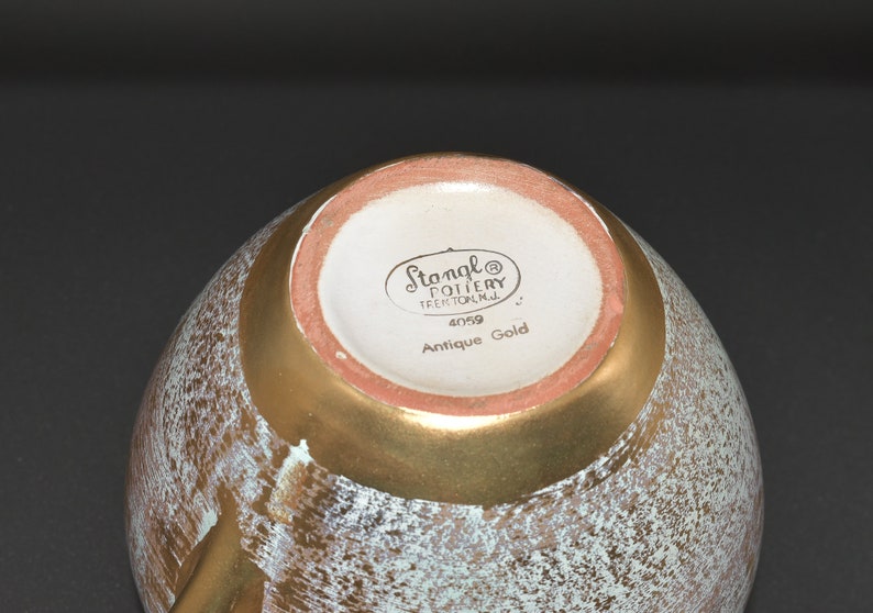 Vintage STANGL Pottery #4059 Antique Gold Pitcher With Light Aqua or ...