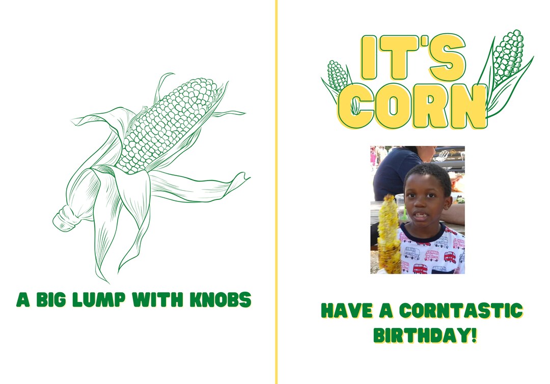 Instant Printable and Downloadable It's Corn Happy Birthday Card, Its ...