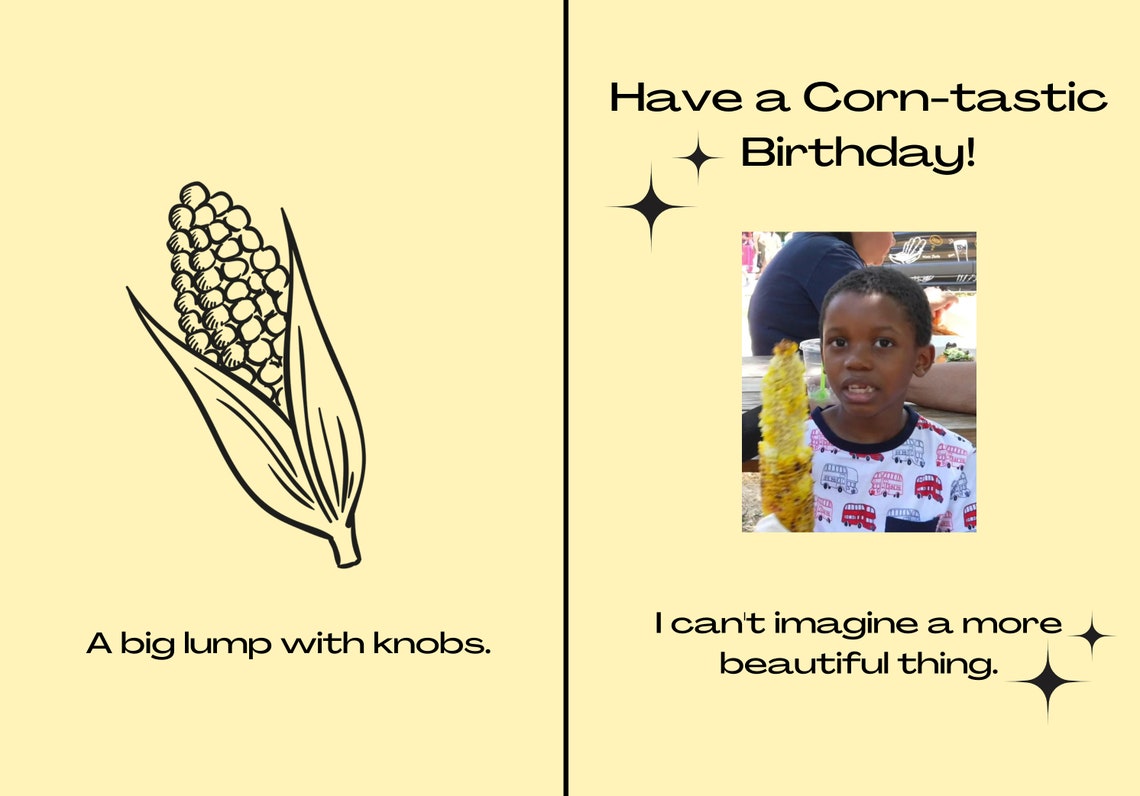 Instant Printable and Downloadable It's Corn Happy Birthday Card, Its ...