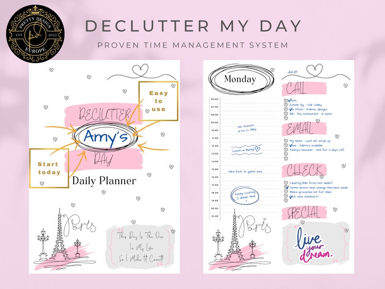 Declutter My Day Daily Planner Pink Paris, Undated, A4/a5/letter/half ...