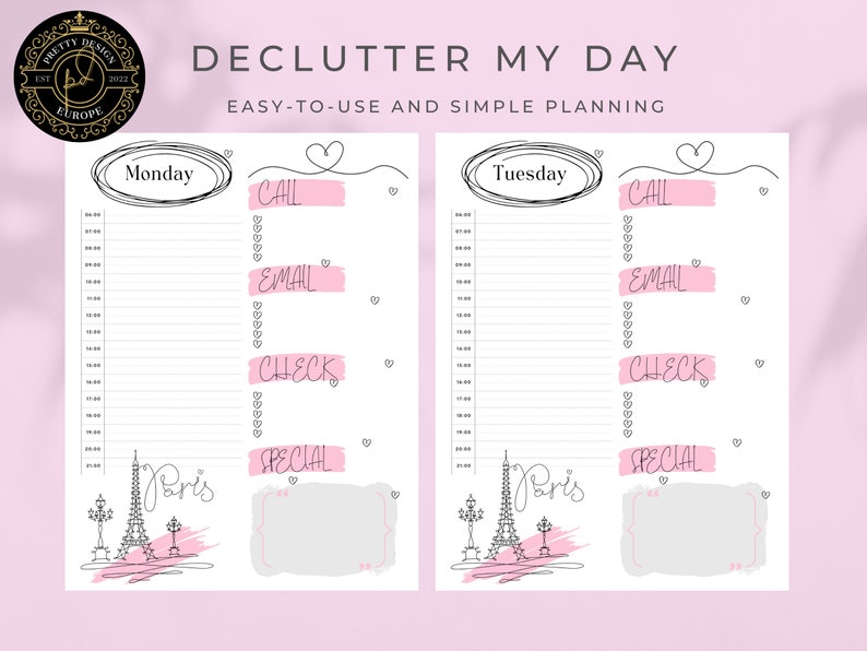 Declutter My Day Daily Planner Pink Paris, Undated, A4/a5/letter/half ...