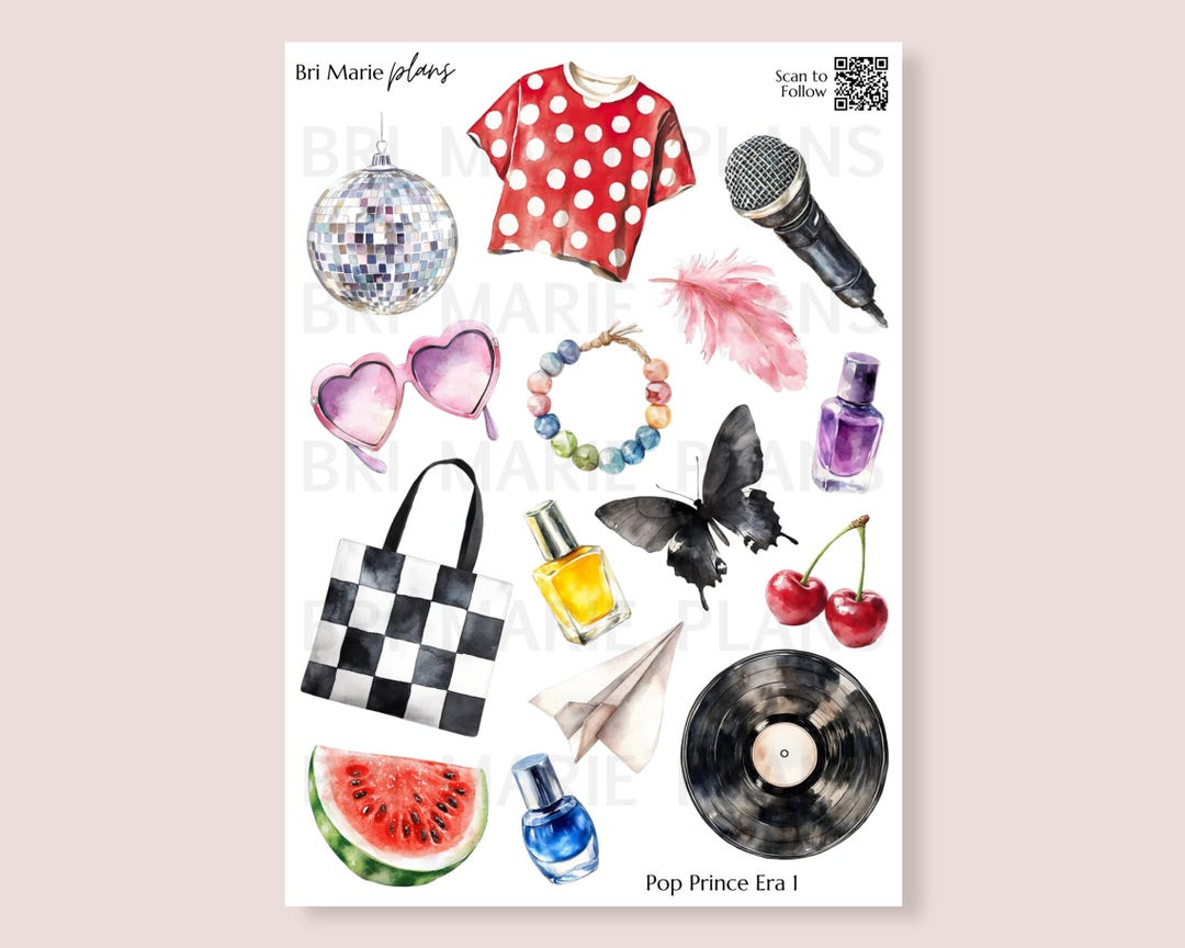 Pop Prince Era Stickers Printable | Fruity Pop Music Aesthetic Planner ...