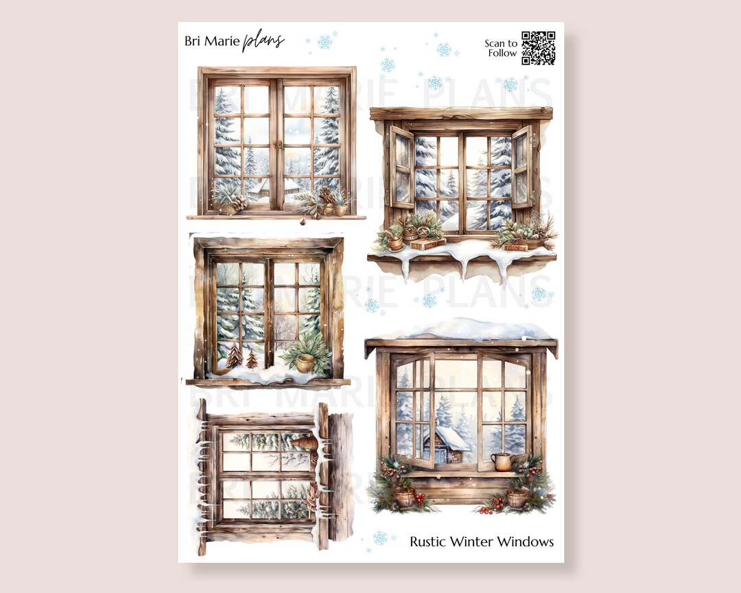 Rustic Winter Windows | Printable Planner Stickers - Etsy
